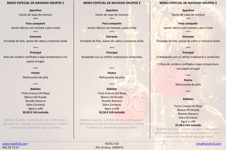 Menús De Navidad Año Nuevo Y Reyes En Urnieta San Sebastián